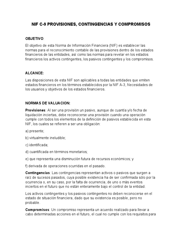 Nif C - 9 | PDF | normas internacionales de INFORMACION FINANCIERA | Business
