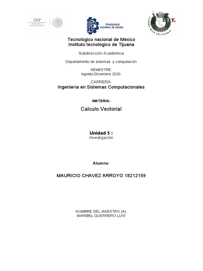 Investigacion Calculo Vectorial U5 | PDF | Integral | Cálculo