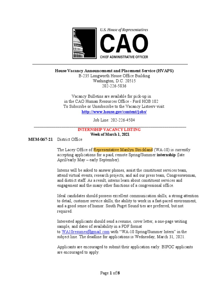 House Vacancy Announcement and Placement Service (HVAPS) | PDF ...