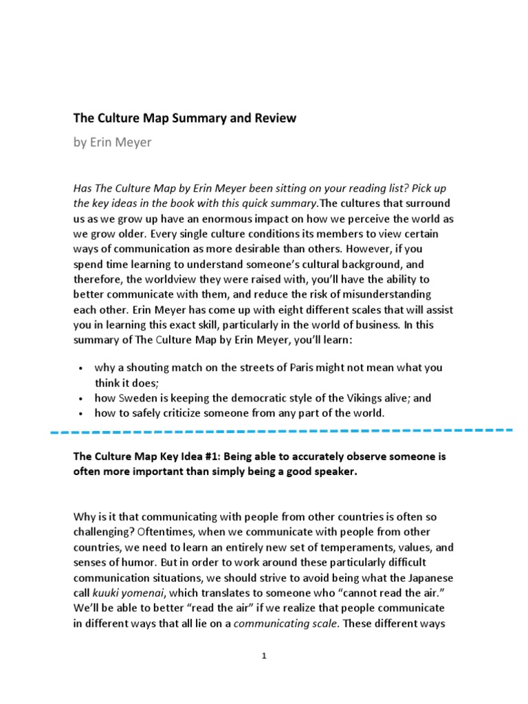The Culture Map Summary and Revienw by Eric Meyer. | PDF ...