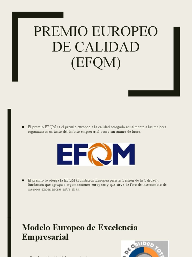 Premio Europeo de Calidad (EFQM) | PDF | Negocios | Finanzas y dinero