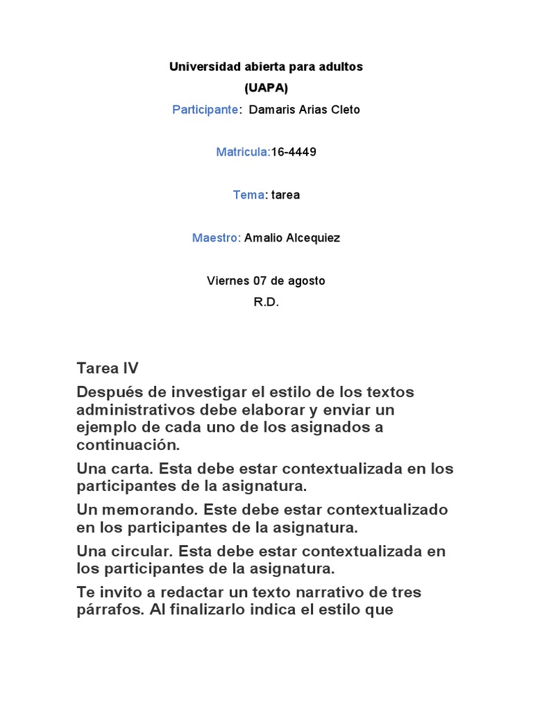 Tarea Num 4 de Redaccion | PDF | Información