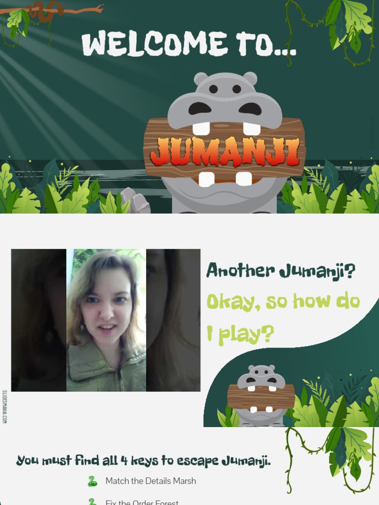 Jumanji Elaboration Escape Room Google Slides - Kelsey Hayes | PDF