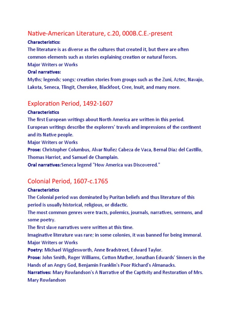 Native-American Literature, c.20, 000B.C.E.-present | PDF | American ...