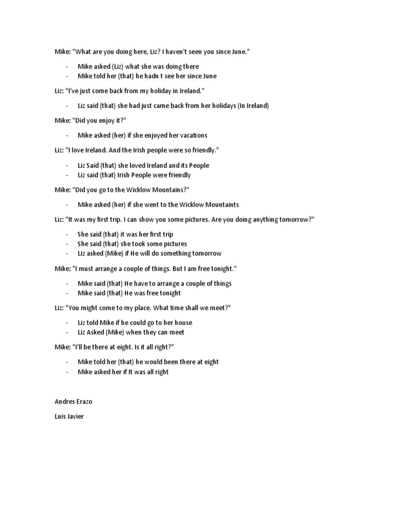 Mike and Liz's Evening Plans | PDF