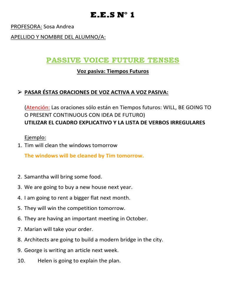Future Passive Voice Exercises | PDF