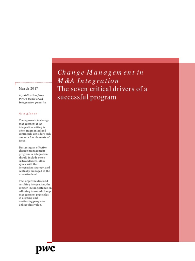 PWC M&A Integration - Change Management | PDF | Change Management ...