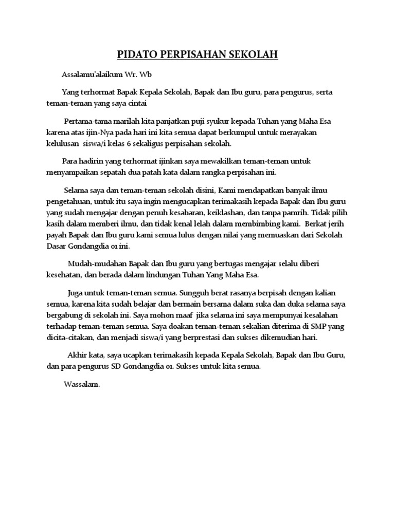 Pidato Perpisahan Sekolah | PDF | Gaya Hidup