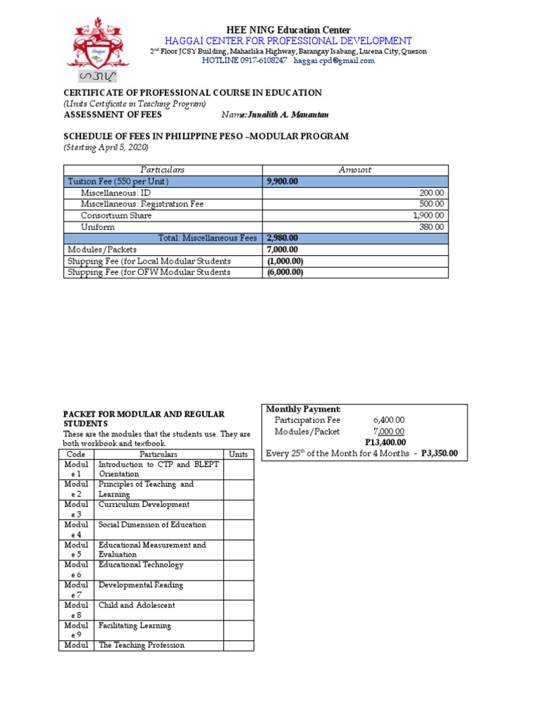 NU University Tuition Fee Breakdown | PDF | Pedagogy | Human Nature