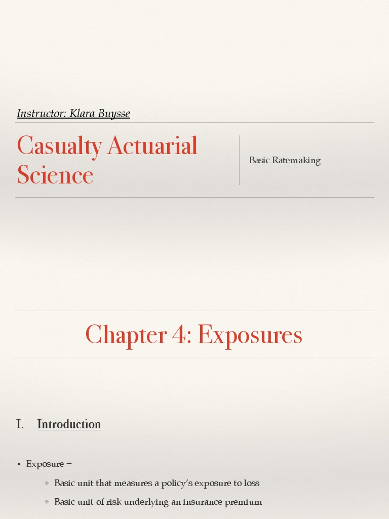 Basic Ratemaking - Chapter 4 - Lesson 2 | PDF | Financial Risk | Insurance