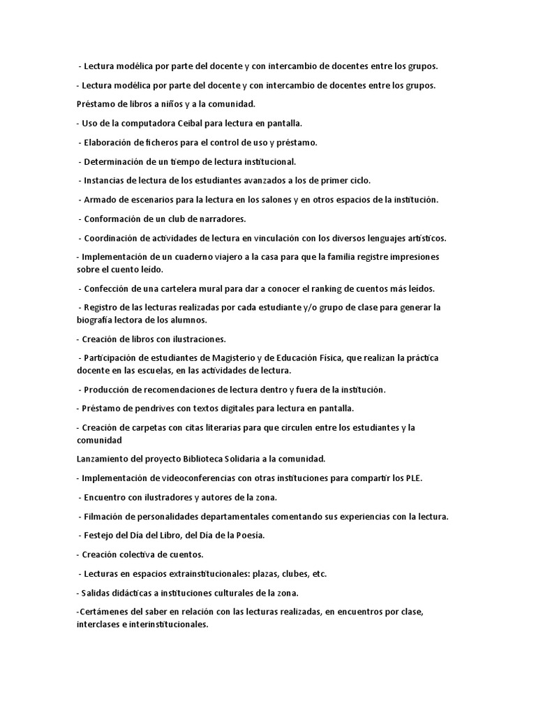 Actividades para Proyecto de Lectura | PDF | Cuentos | Libros