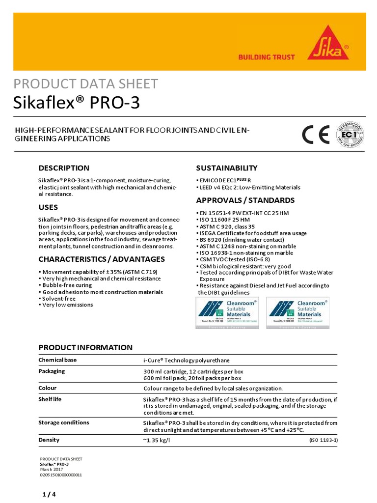 Sikaflex® PRO-3: Product Data Sheet | PDF | Paint | Materials