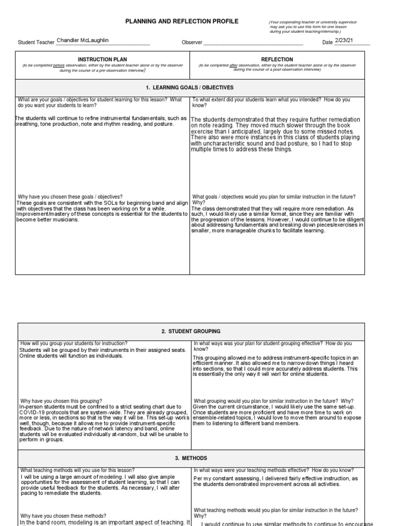 2-23 Planning and Reflection | PDF | Teaching Method | Teachers