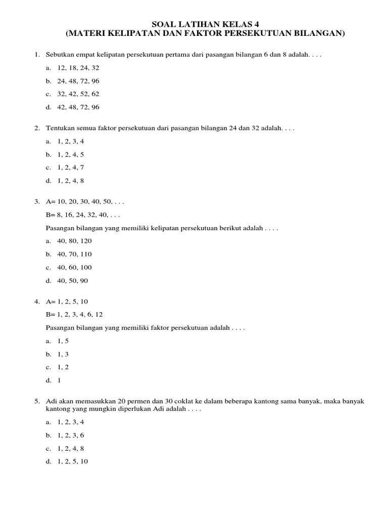 Kelipatan Dan Faktor Persekutuan Bilangan 8 Okt | PDF