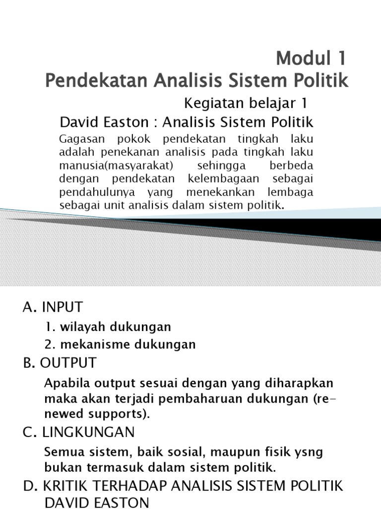 Analisis Sistem Politik David Easton dan Gabriel Almond | PDF