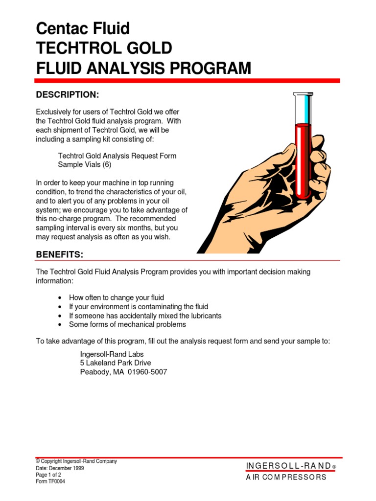 Centac Fluid Techtrol Gold Fluid Analysis Program: Description | PDF ...