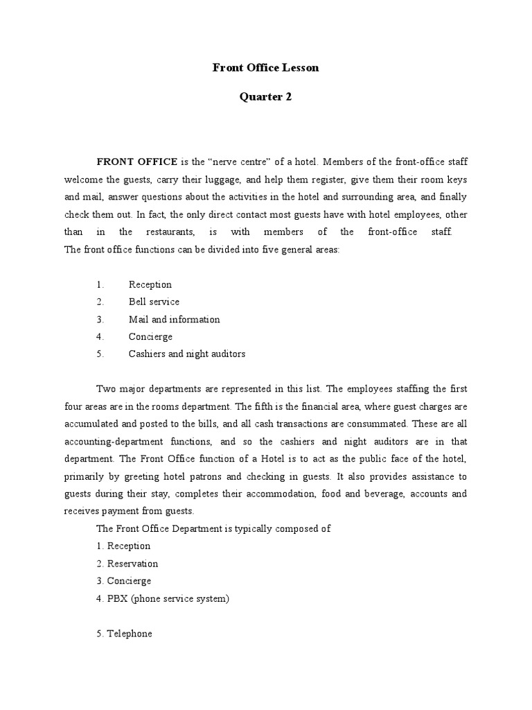 Front Office | PDF | Business