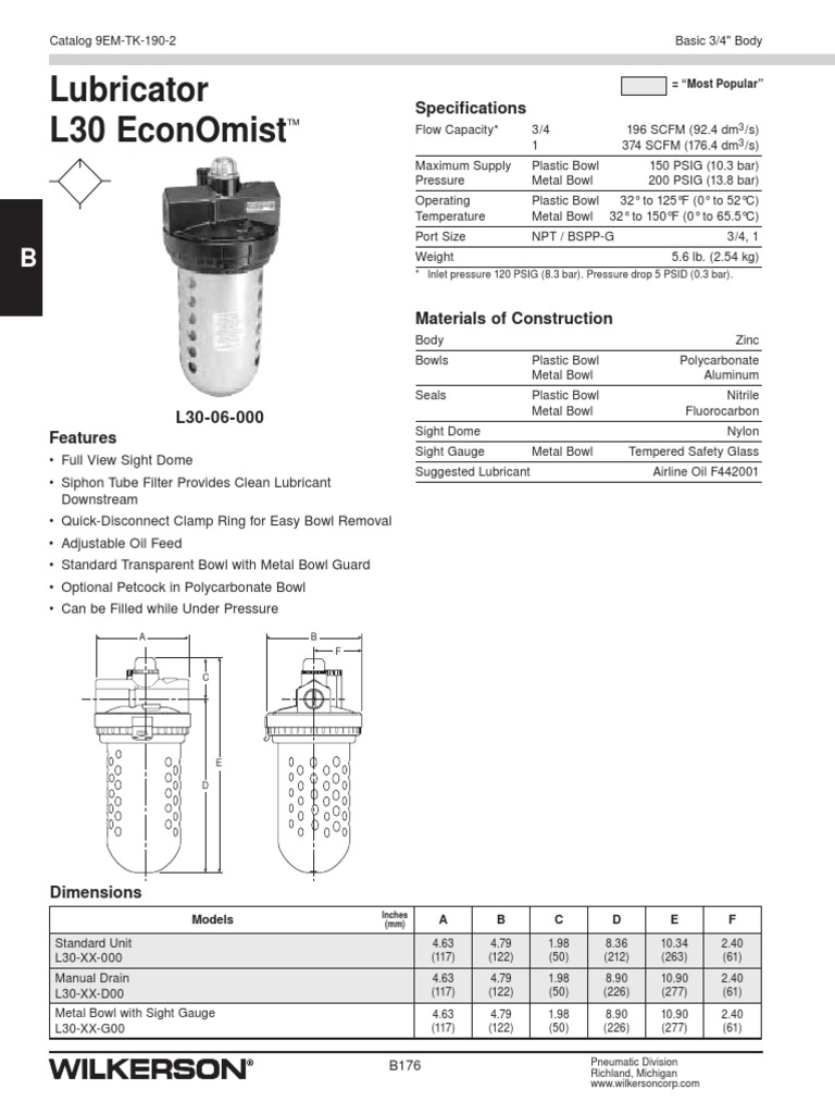 L30-C8-D00 Wilkerson Lubricator Data | PDF | Indemnity | Taxes