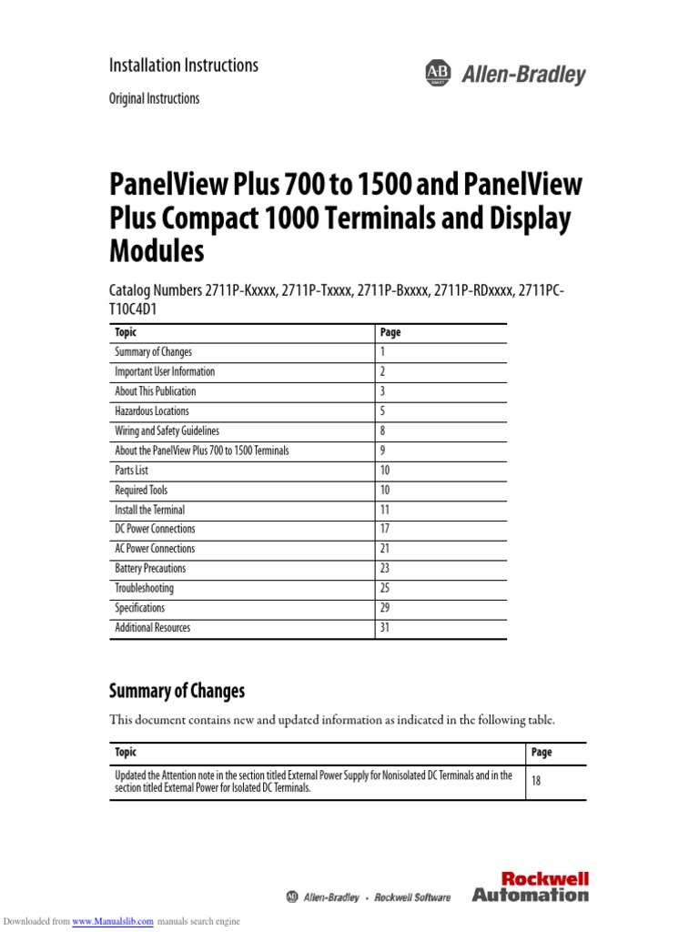 Panelview Plus 700 To 1500 and Panelview Plus Compact 1000 Terminals ...