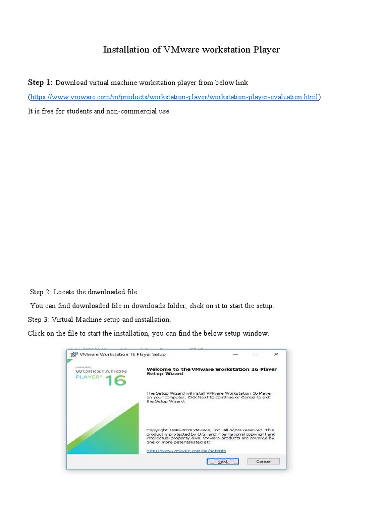 Installation of VMware Workstation Player | PDF | Computer File | Installation (Computer Programs)