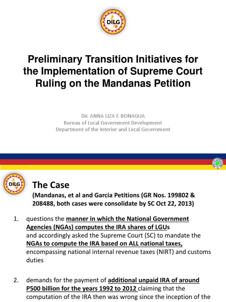 2 Dir Bonagua - Overview of Mandanas-Garcia Case | PDF | Devolution ...