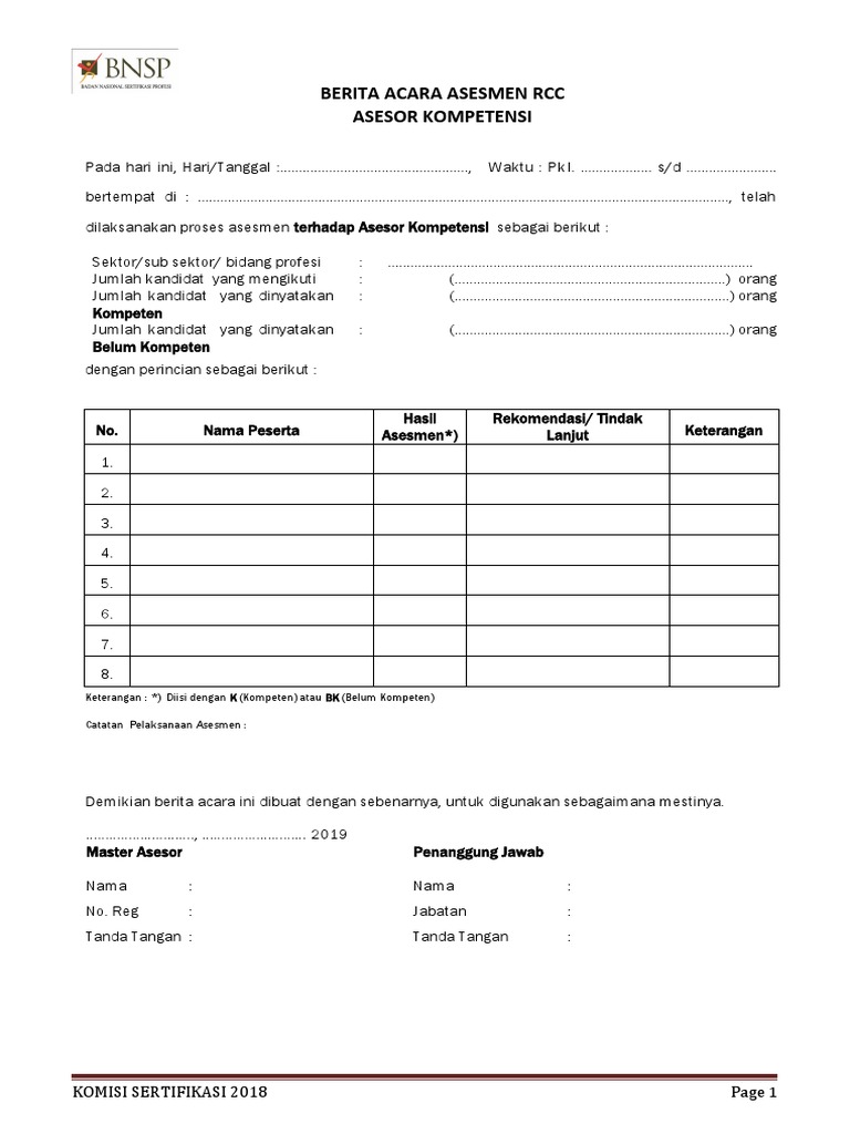 Berita Acara & Absensi RCC | PDF
