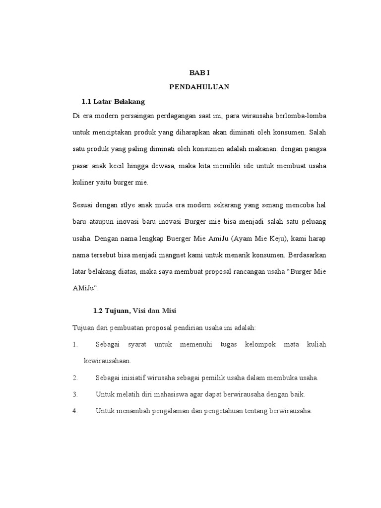 Proposal Burger Mie | PDF