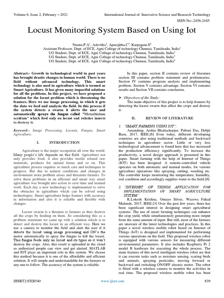Locust Monitoring System Based On Using Iot | PDF | Internet Of Things ...