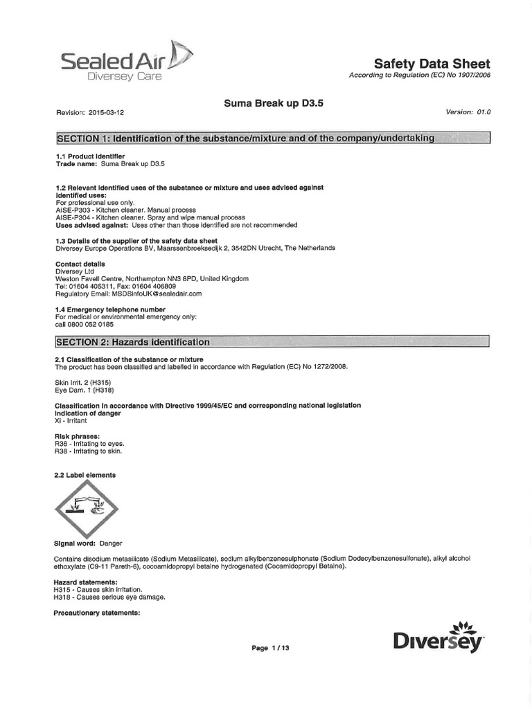 Msds Suma Break Up | PDF