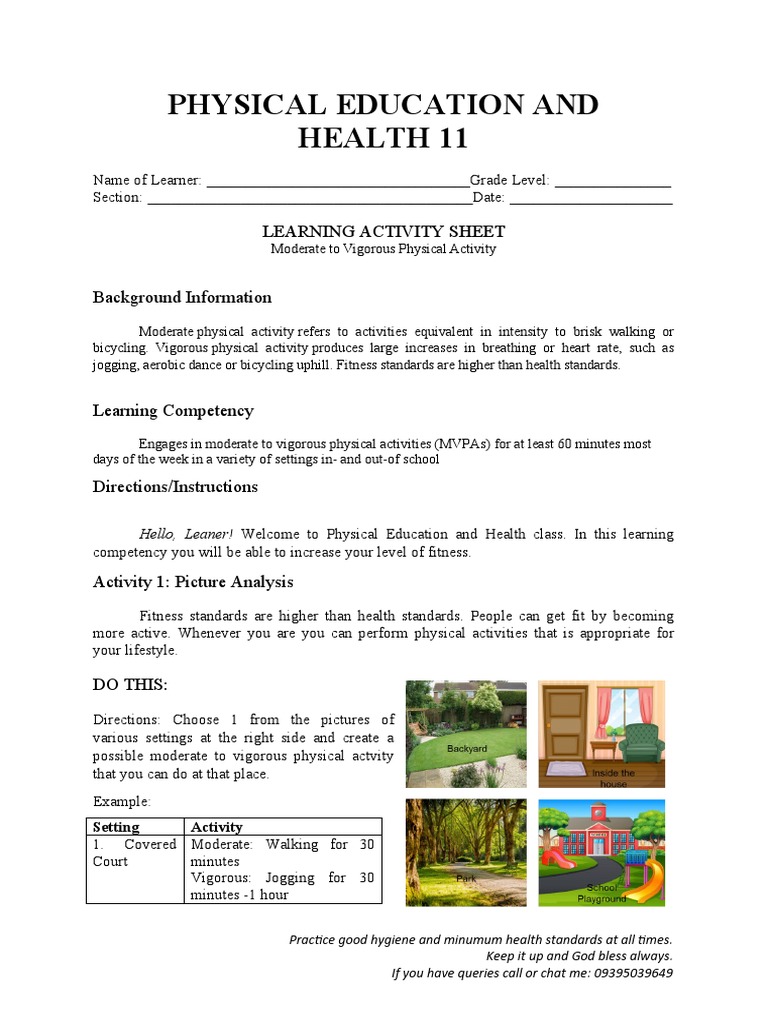 Physical Education and Health 11: Learning Activity Sheet | PDF ...