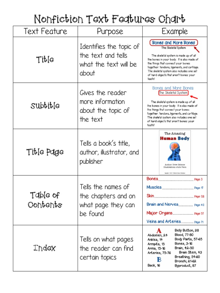 Nonfiction Text Features Overview | PDF | Chart | Infographics