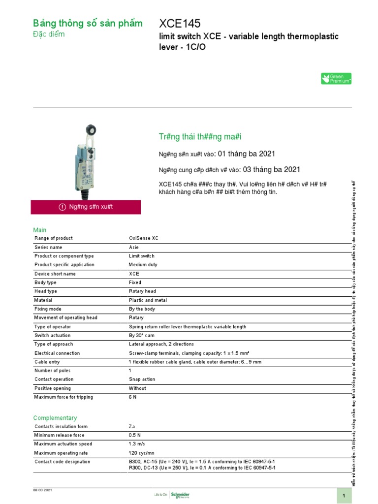 OsiSense XC Special - XCE145 | PDF | Manufactured Goods | Electrical ...