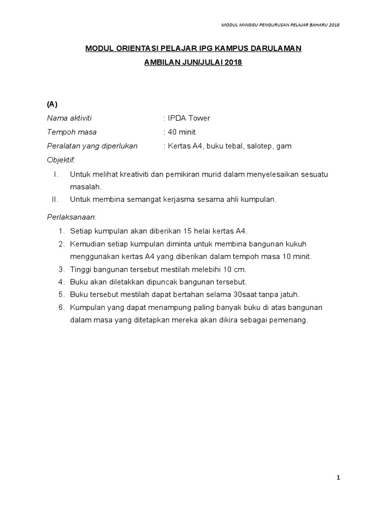 Modul Orientasi Pelajar | PDF