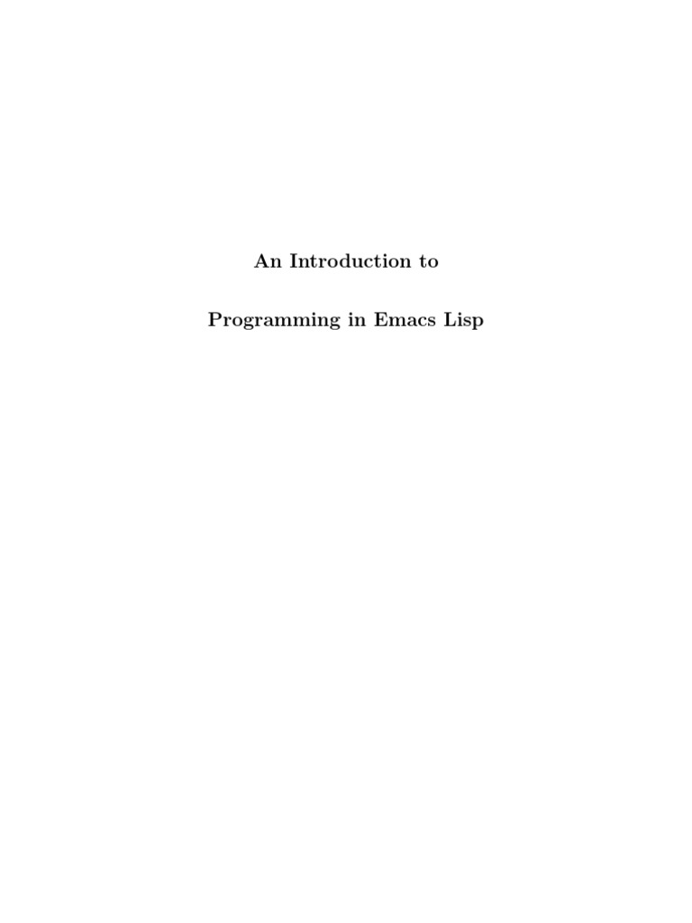 An Introduction Toprogramming In Emacs Lisp Pdf Gnu Free Software