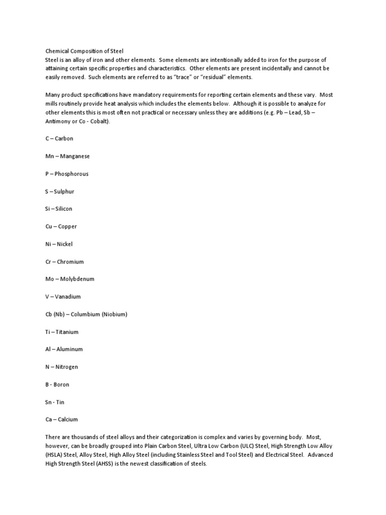 Steel Chemical Analysis | PDF | Steel | Alloy
