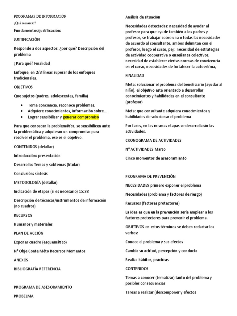 Programas de Información y Asesoramiento Educativo | PDF | Metodología ...