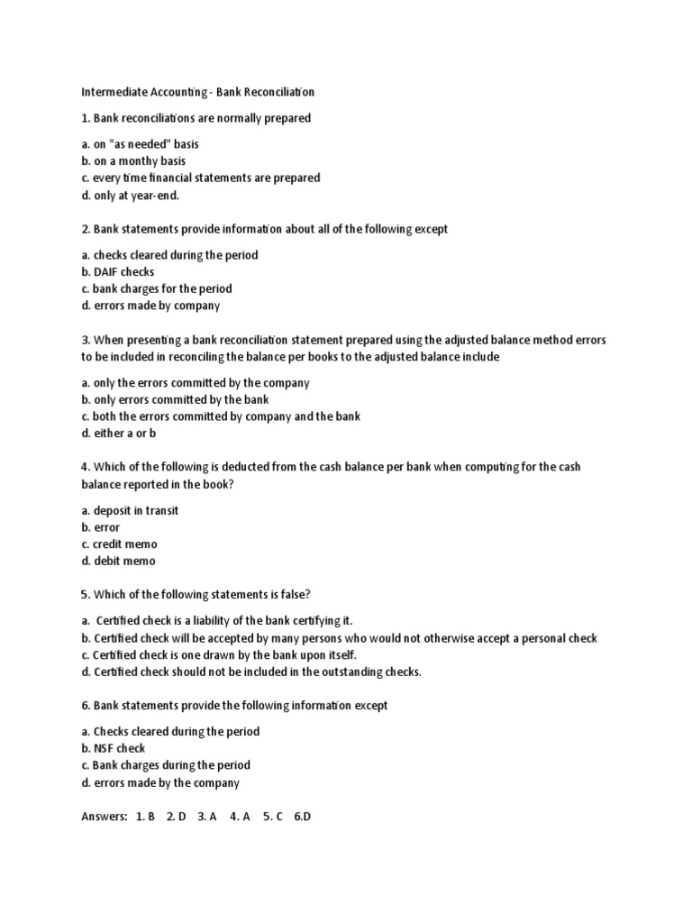Intermediate Accounting 1 Questions Pdf Cheque Deposit Account
