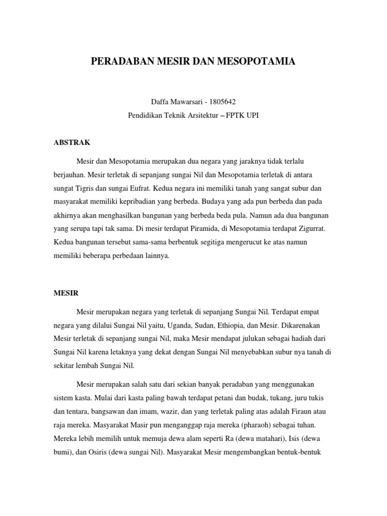 Peradaban Mesir Dan Mesopotamia | PDF