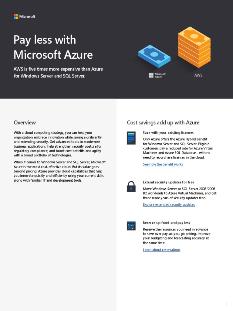 Pay Less With Azure Datasheet en US Microsoft Azure Vs AWS Cost ...