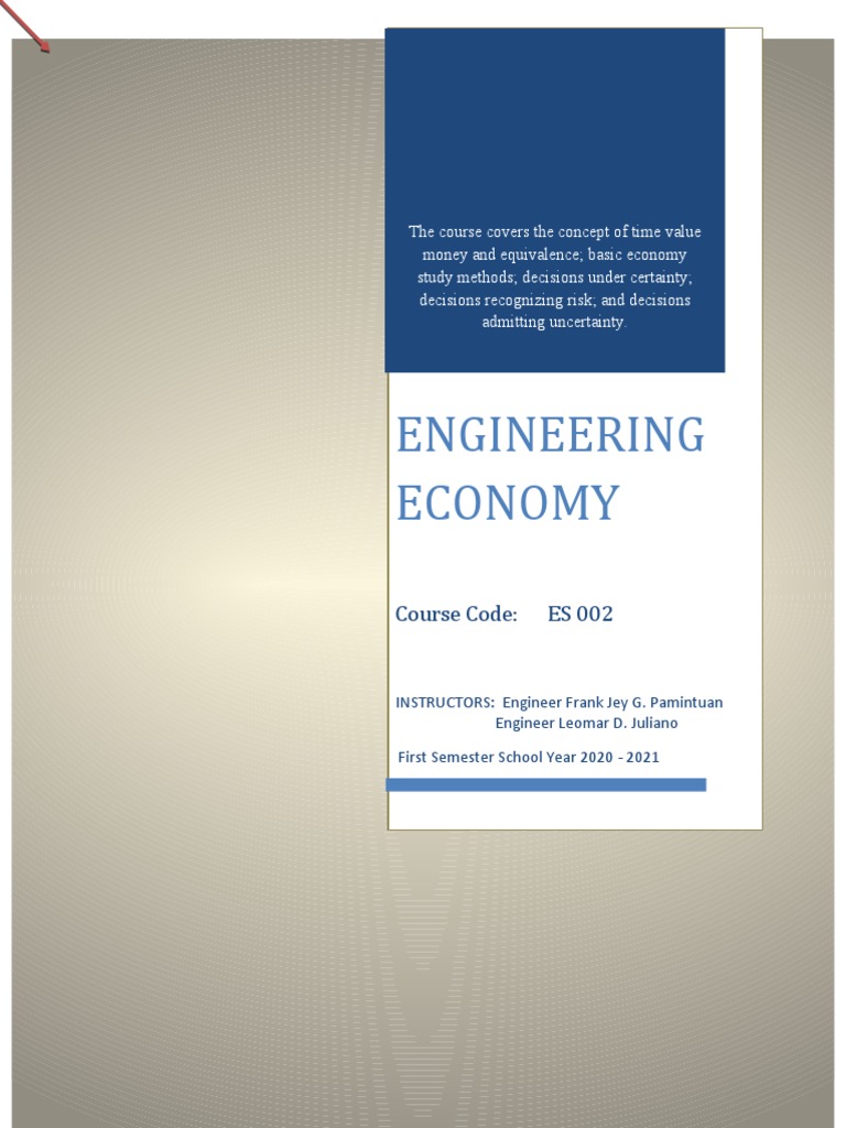 Engineering Economy Course Outline | PDF | Demand | Supply (Economics)