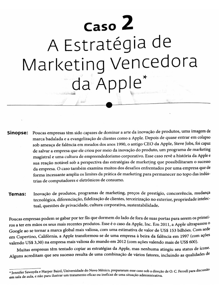 CASO APPLE - A Estratégia de Marketing Vencedora | PDF