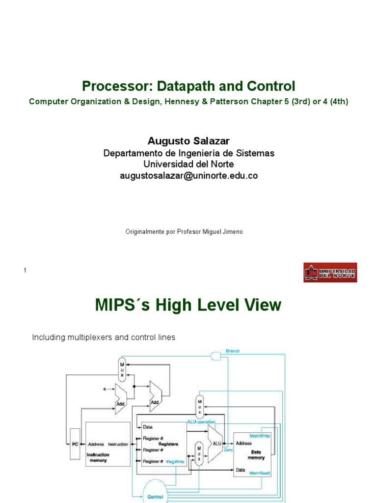 Processor: Datapath and Control: Augusto Salazar | PDF | Integrated Circuit | Central Processing ...