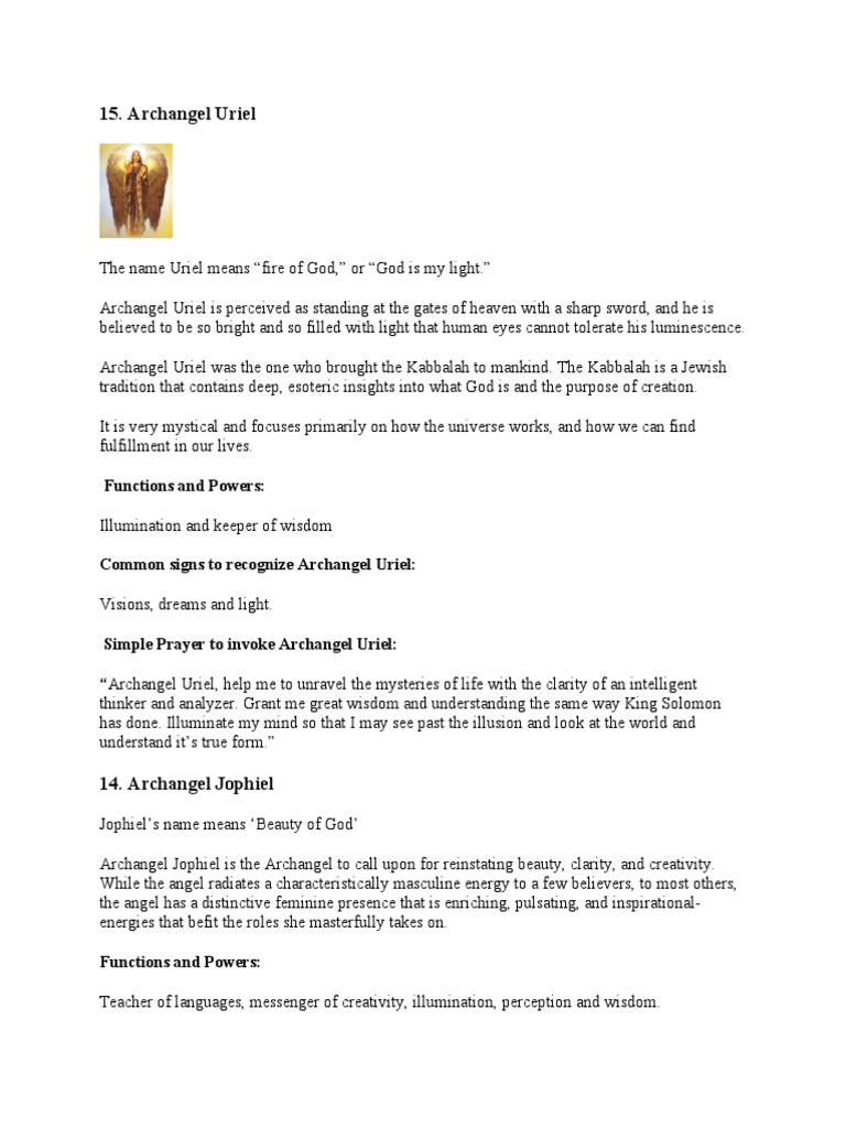 Arch Angles | PDF | Michael (Archangel) | Angel