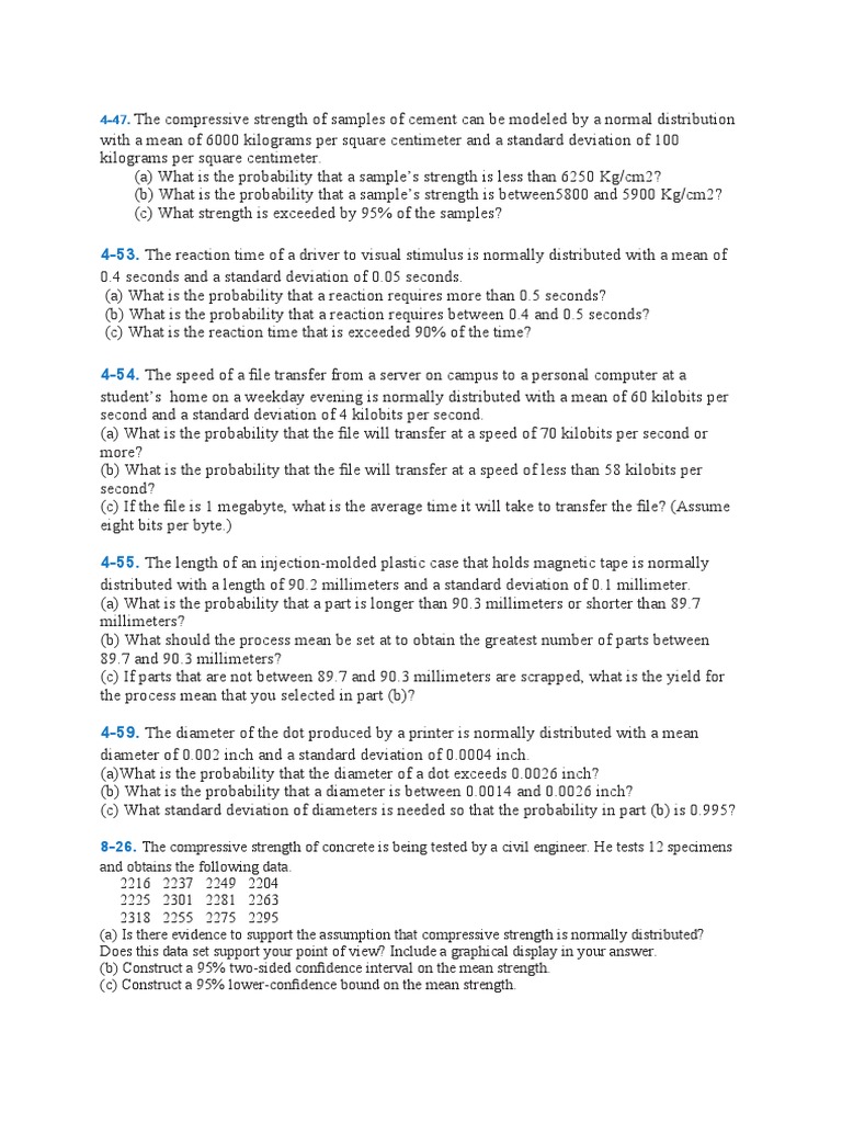 Statistics Exercise.2 | PDF | Normal Distribution | Standard Deviation