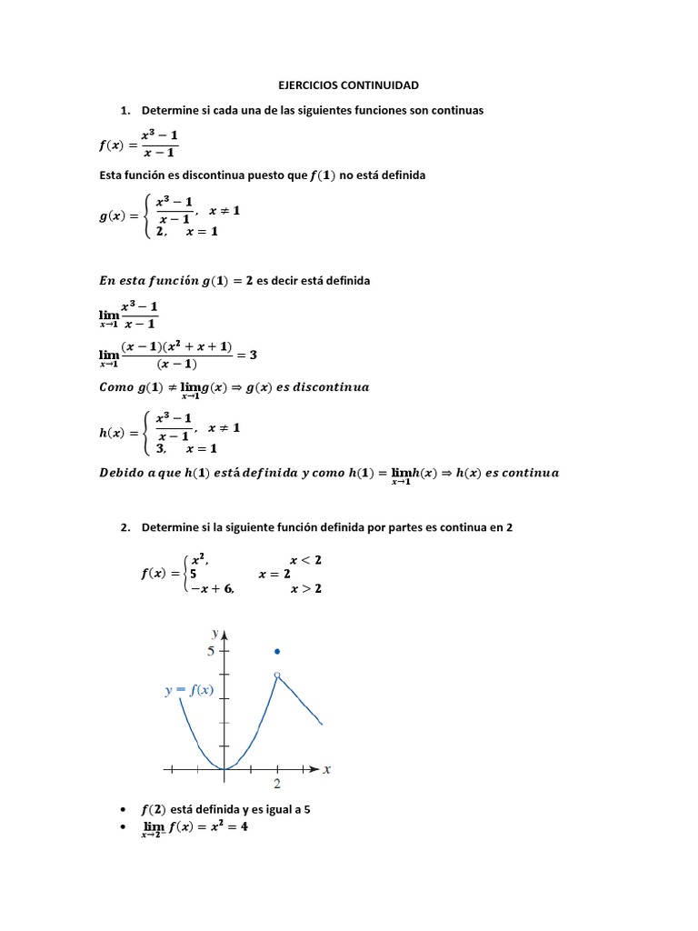 Ejercicios Continuidad | PDF | Función continua | Funciones y mapeos