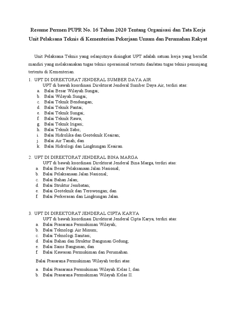 Resume Permen PUPR No 16 | PDF