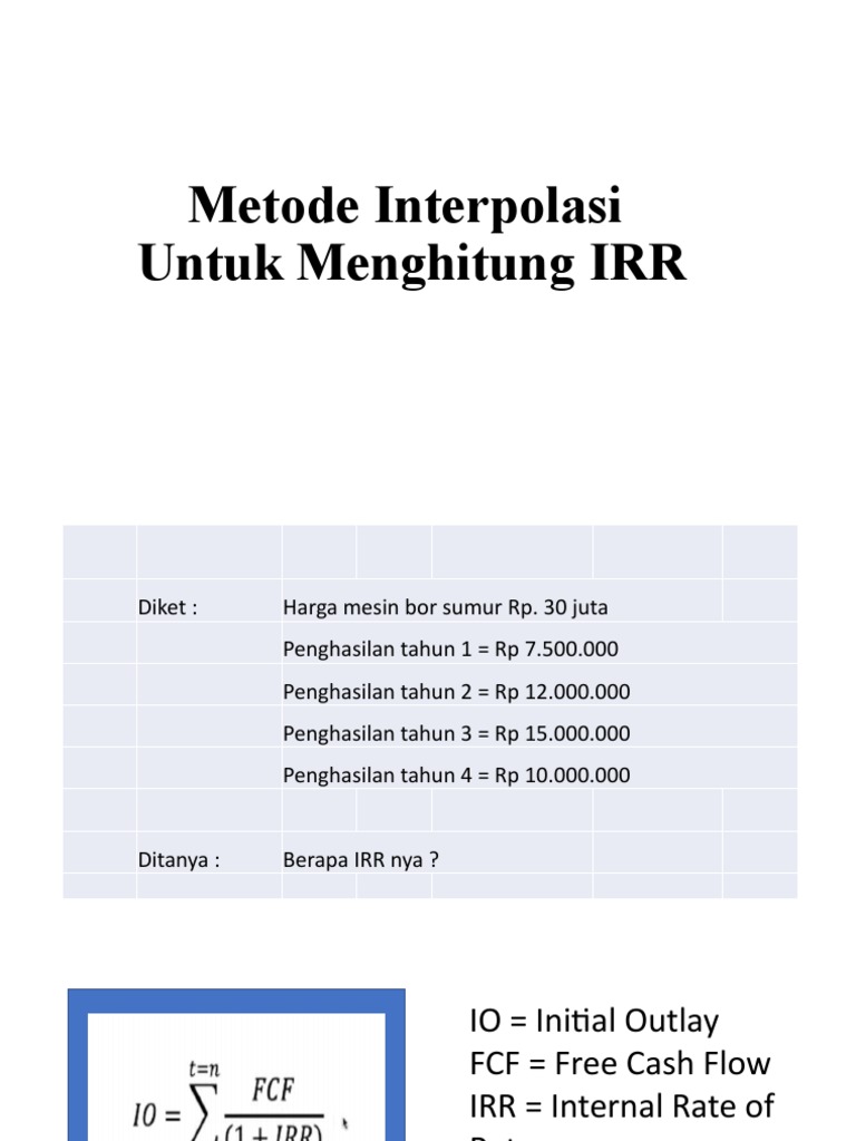 Hitung IRR DGN Interpolasi | PDF | Sains & Matematika