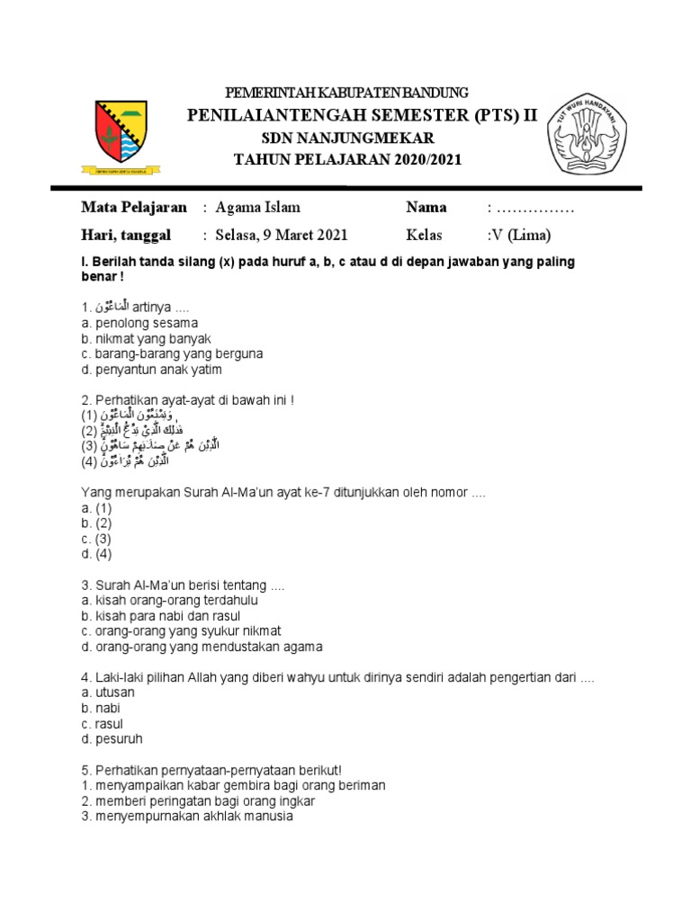 Soal Pts Pai Kelas 5 | PDF