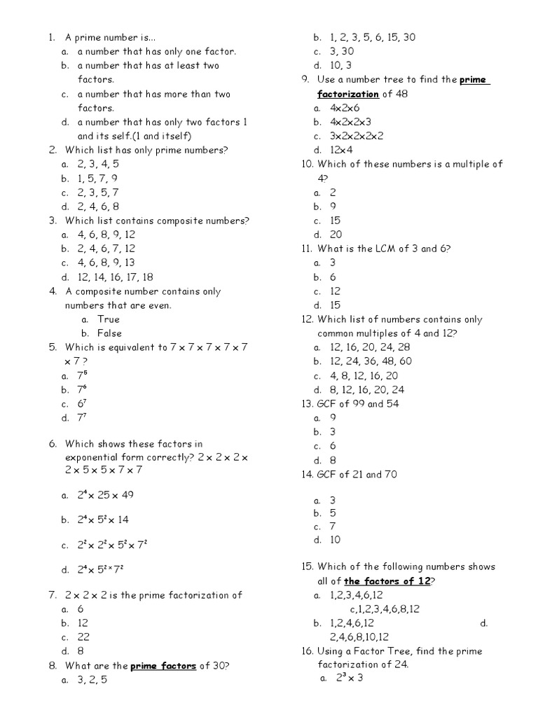 Prime LCM GCF | PDF | Discrete Mathematics | Mathematical Objects