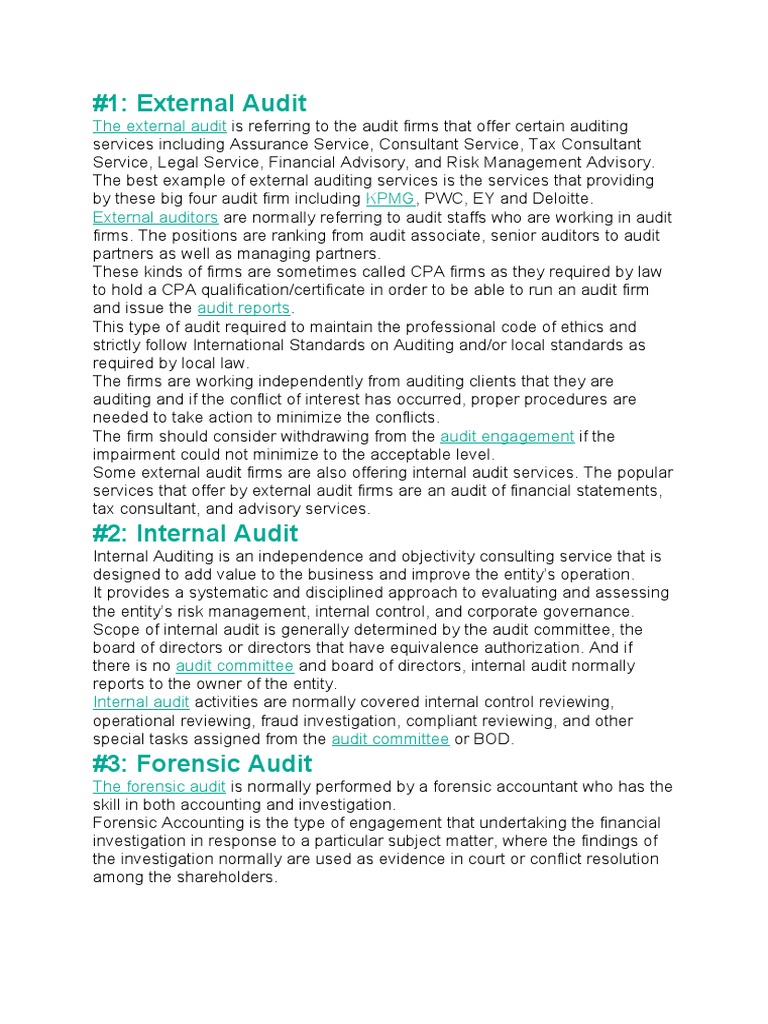 Types of Audit | PDF | Financial Audit | Internal Audit